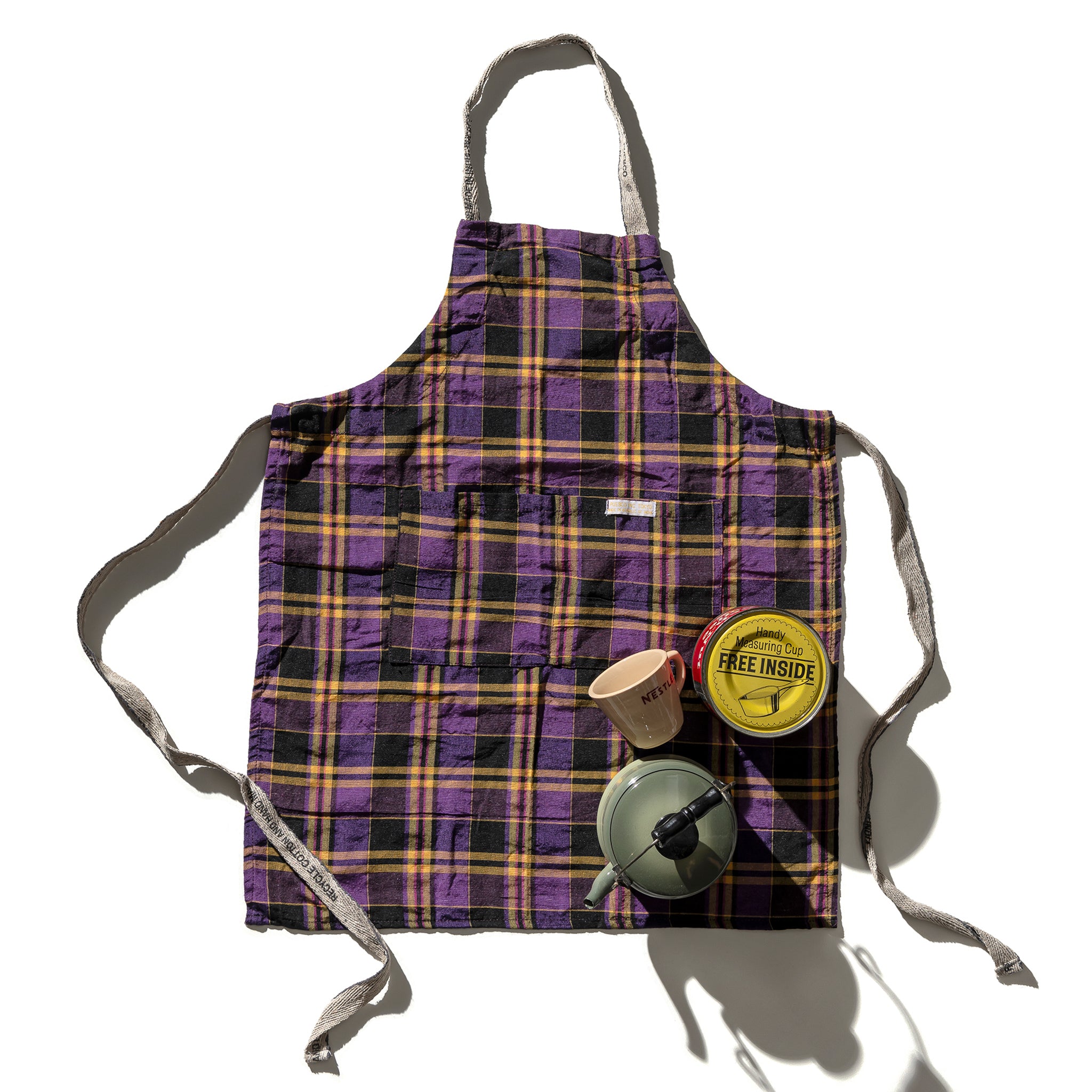 RECYCLE COTTON CHECK APRON / Purple Mix – PUEBCO ONLINE STORE