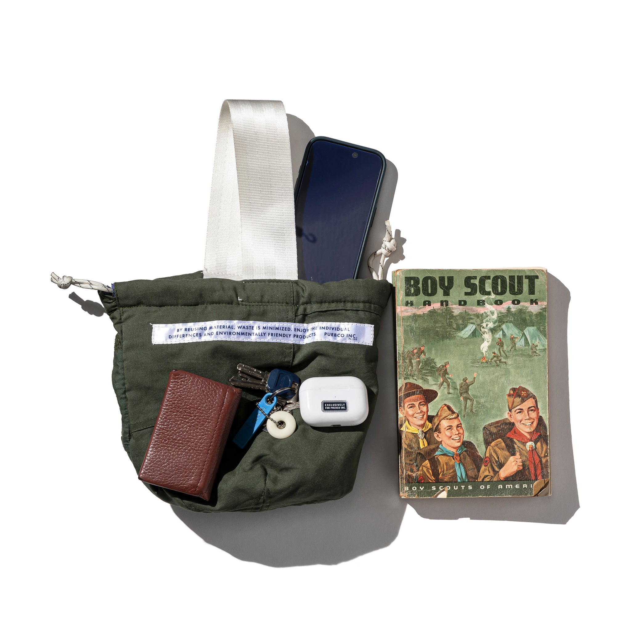VINTAGE JUMPSUIT FABRIC DRAWSTRING BAG – PUEBCO ONLINE STORE