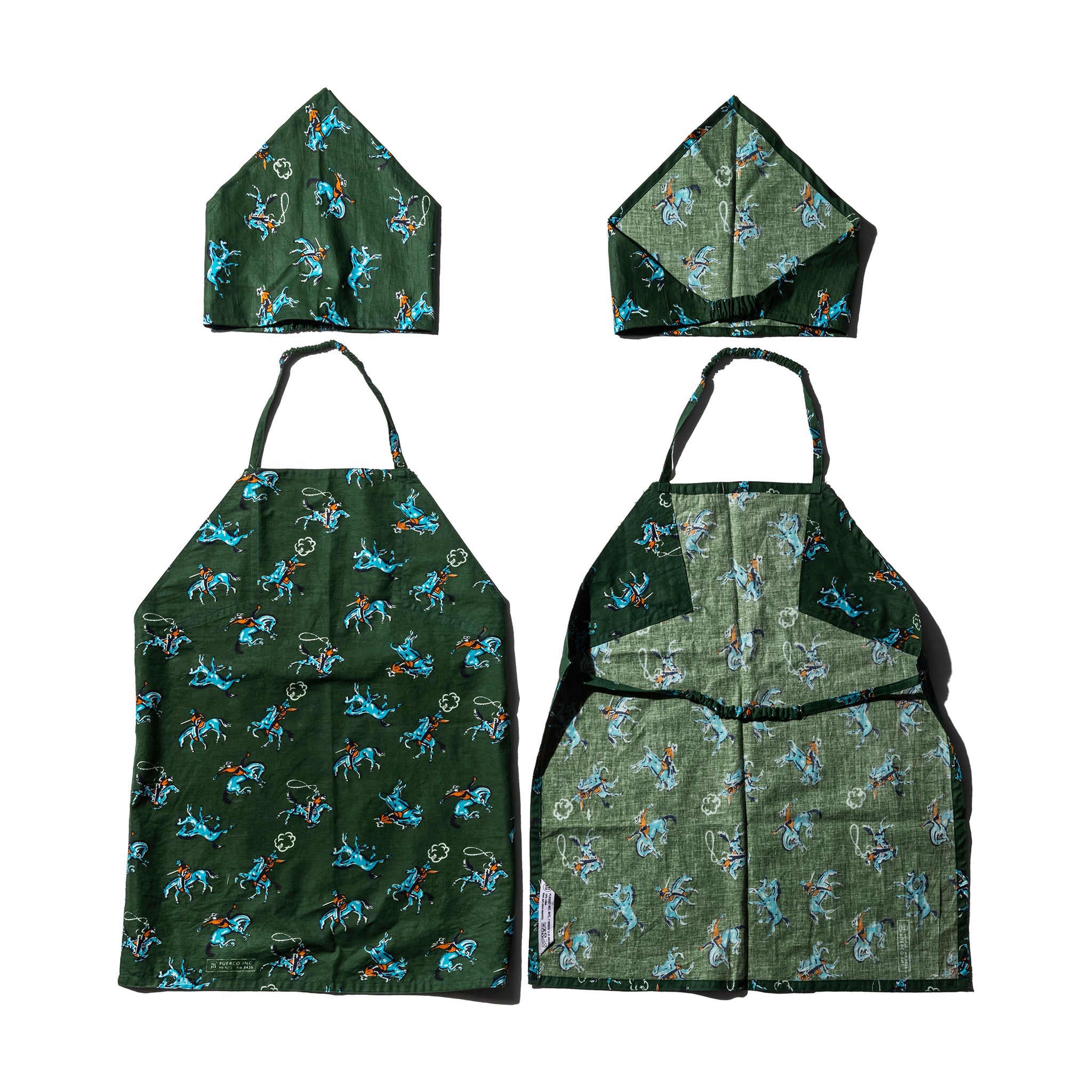 HAND PRINTED KIDS APRON WITH KERCHIEF / Cowboy – PUEBCO ONLINE STORE
