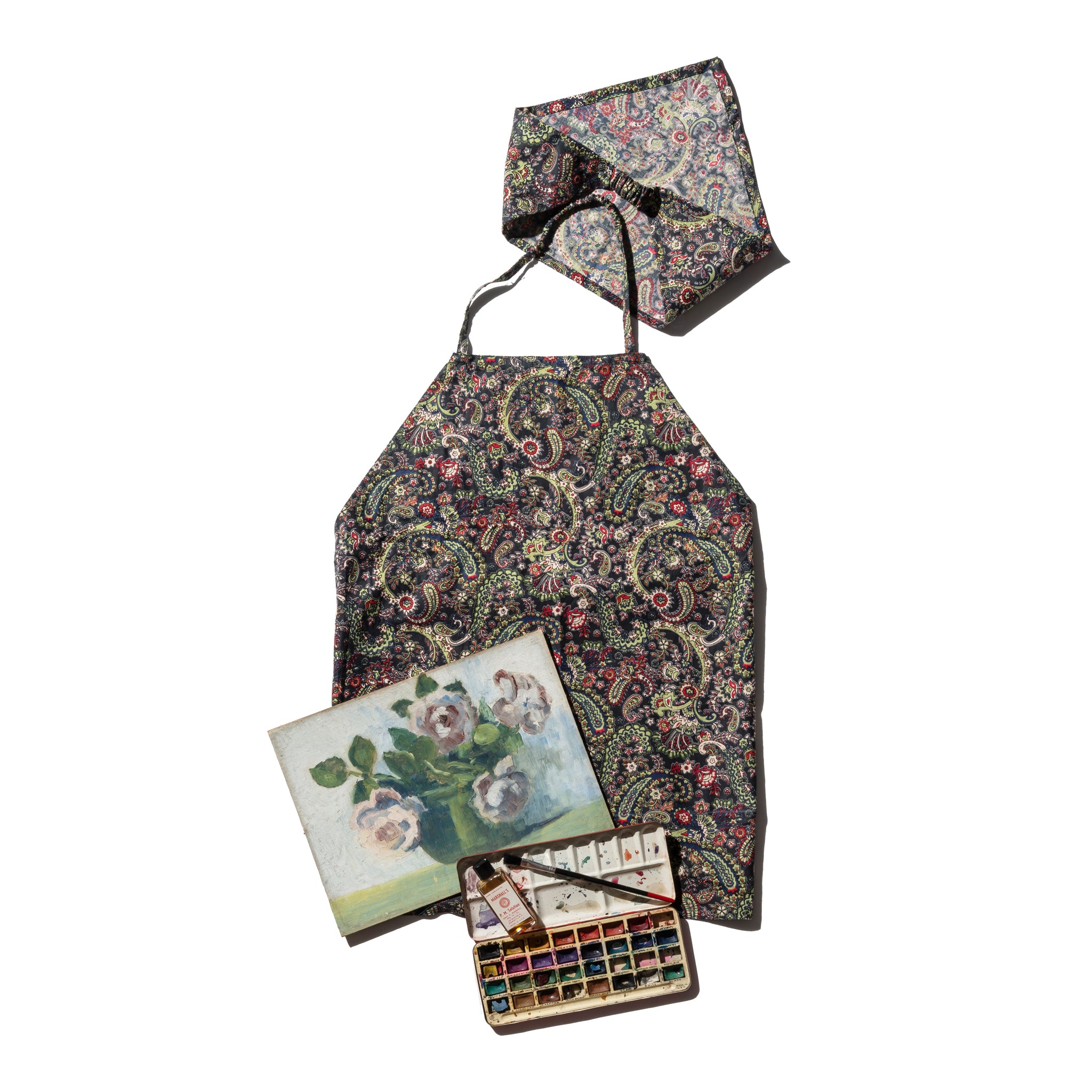 HAND PRINTED KIDS APRON WITH KERCHIEF / Paisley – PUEBCO ONLINE STORE