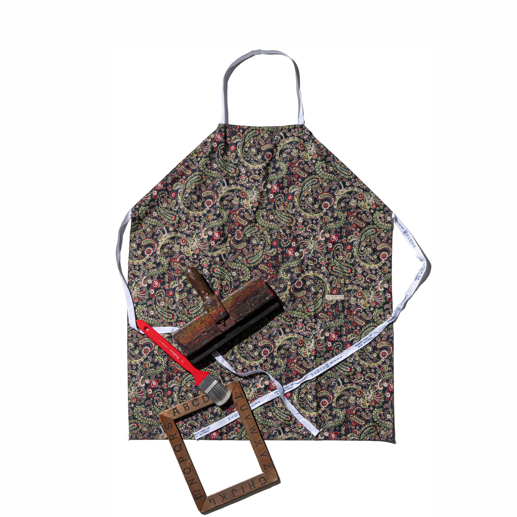 HAND PRINTED APRON / Paisley – PUEBCO ONLINE STORE